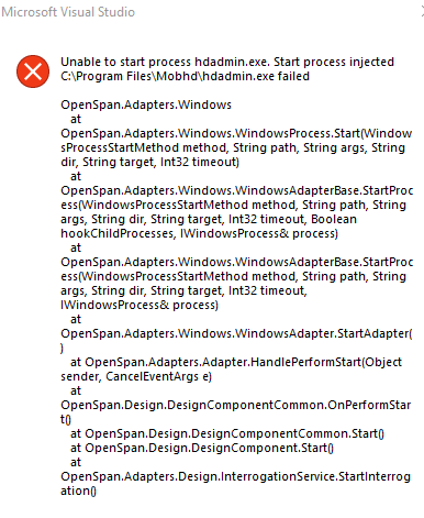 Unable to start Windows Application in openspan | Support Center